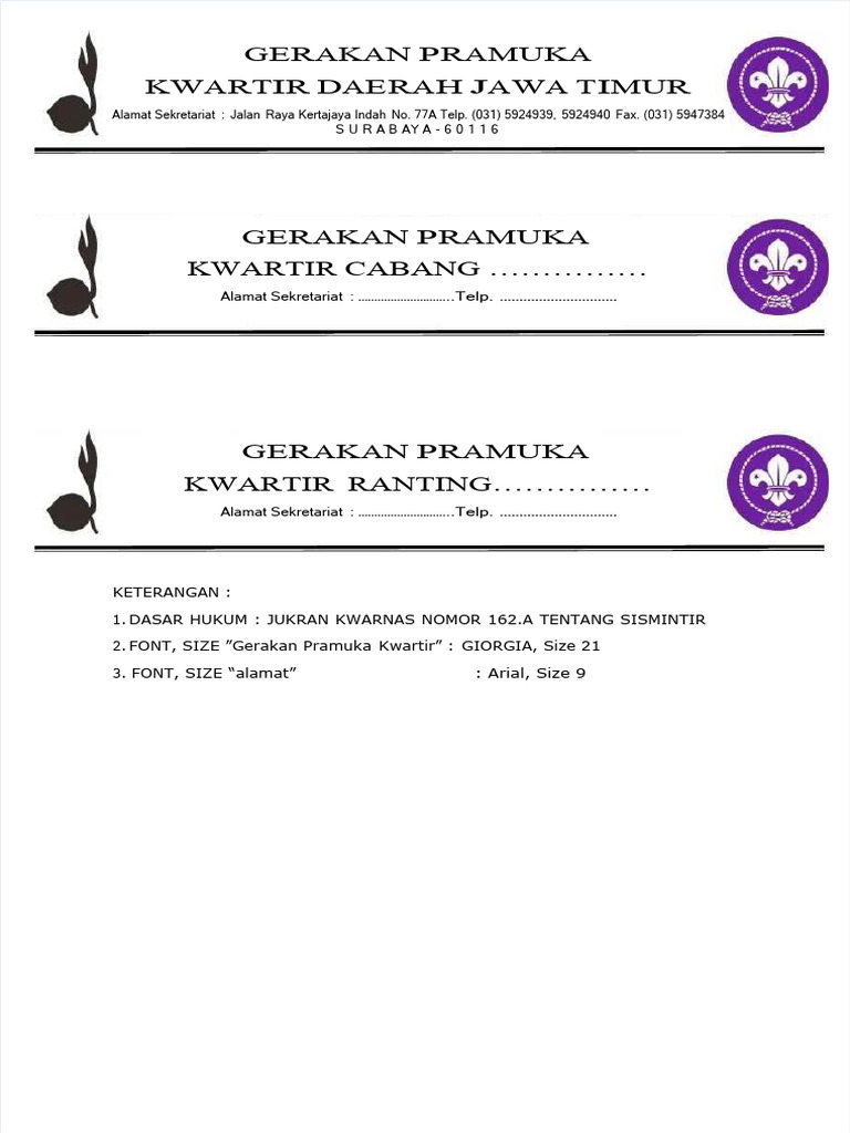 Contoh Kop Surat Pramuka Gugus Depan | PDF