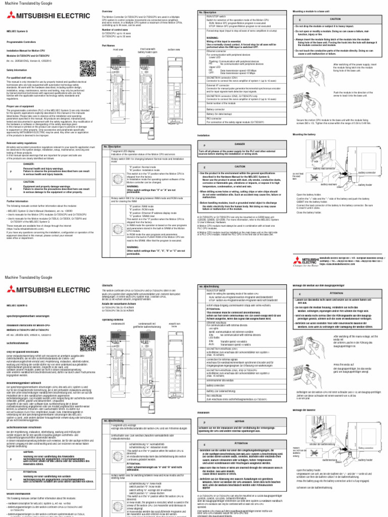 Motion CPU Installation Guide | PDF | Programmable Logic Controller ...
