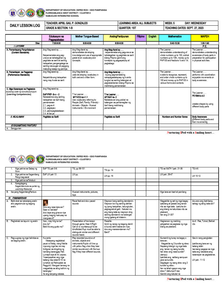 DLL Q1 Week 5 Day 3 Wednesday | PDF