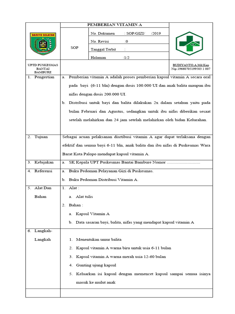 Sop Pemberian Vit A | PDF