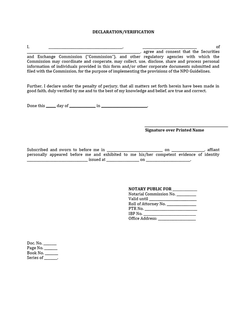 MDF Declaration Verification Affidavit | PDF | Affidavit | Document