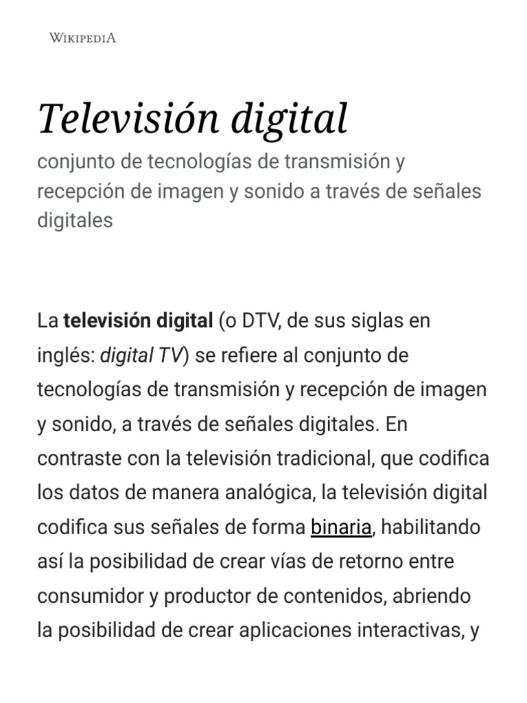 Televisión Digital - Wikipedia, La Enciclopedia Libre | PDF ...