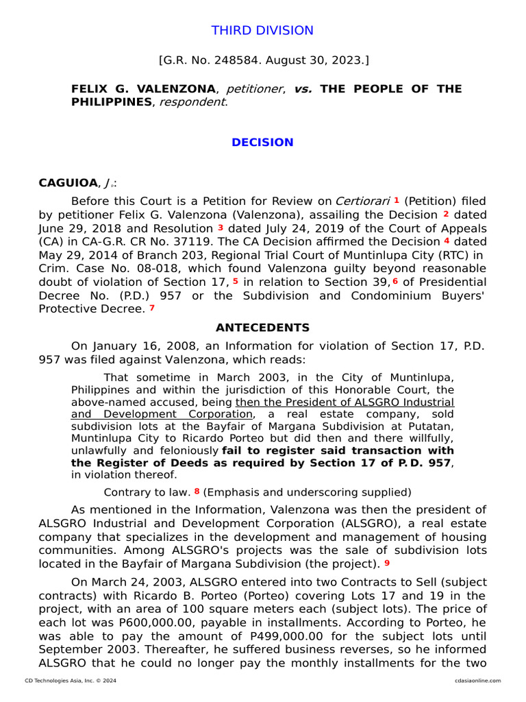 Valenzona v. People | PDF | Burden Of Proof (Law) | Crimes