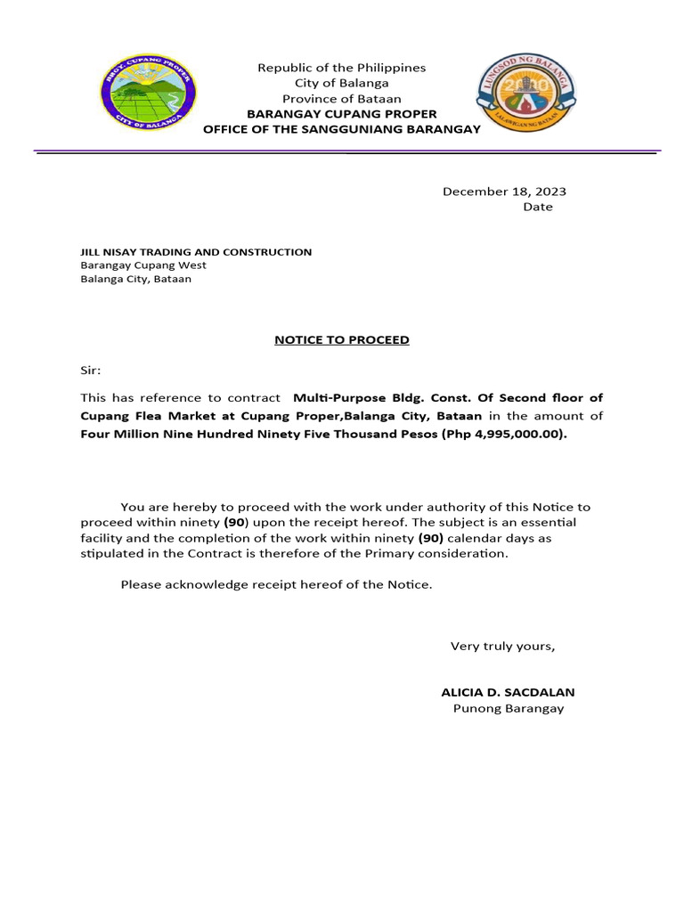 Notice To Proceed | PDF