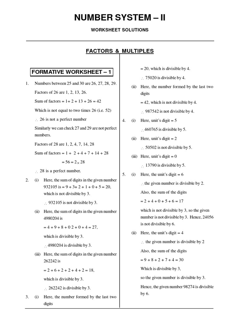 Vi - 02 - Number System-Ii - Solution | PDF | Factorization | Number Theory