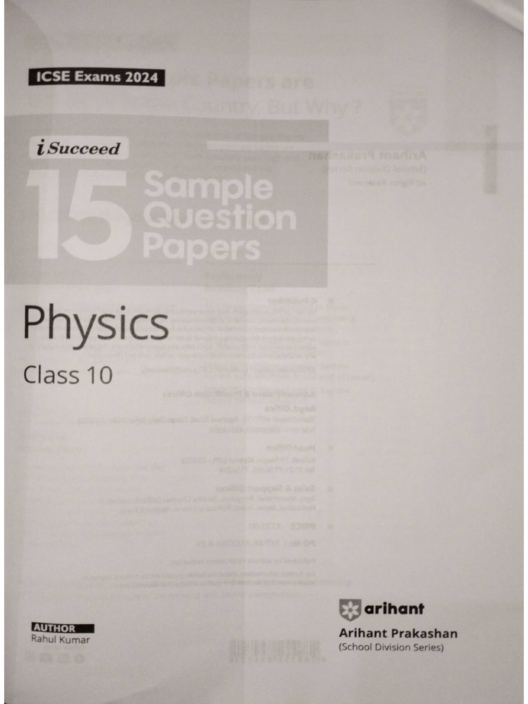 ICSE Arihant Sample Papers 2024 | PDF