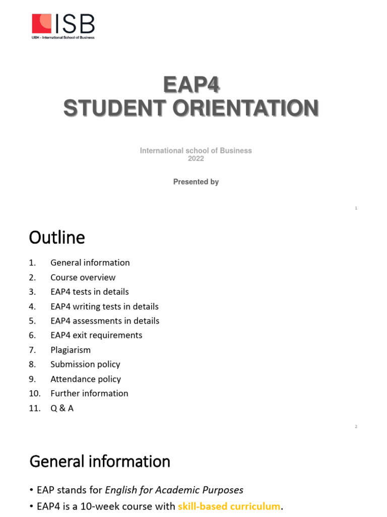 EAP4 Student Orientation - 2022 | Download Free PDF | Essays | Public ...