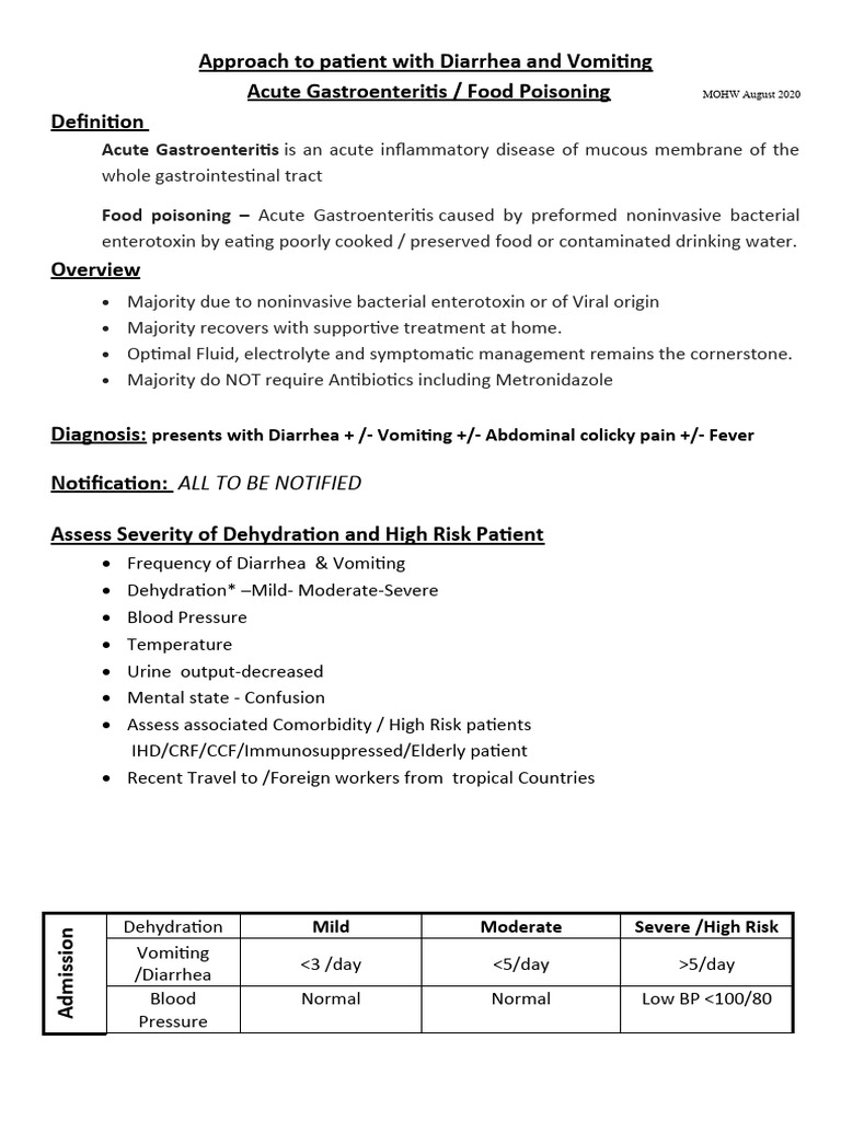 Approach To Patient With Diarrhea and Vomiting | PDF | Diarrhea ...