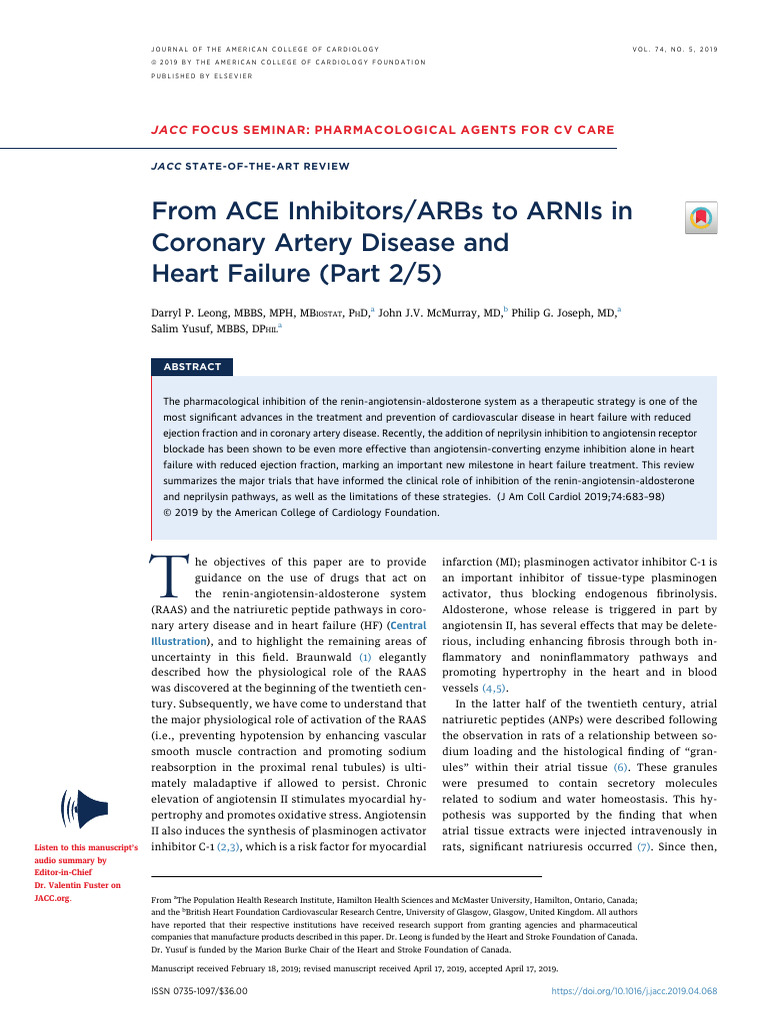 ACE Inhibitors Coronary Artery Disease Heart Failure | PDF | Myocardial ...