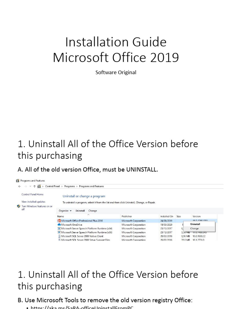 Installation Guide Office 2019O | PDF | Microsoft Office | Microsoft