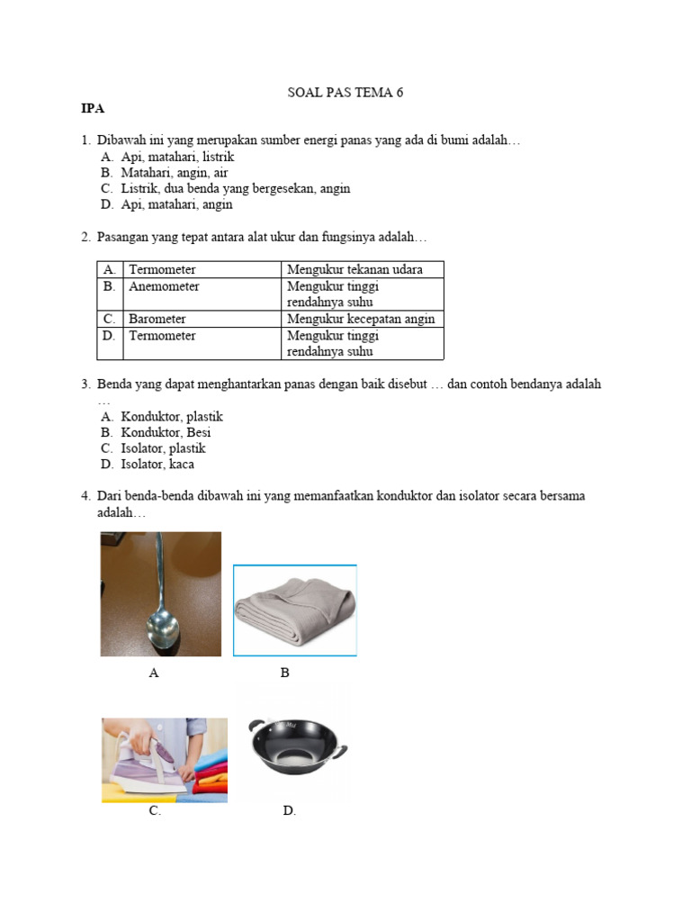 Soal Pas Tema 6 Ipa B.indo | PDF