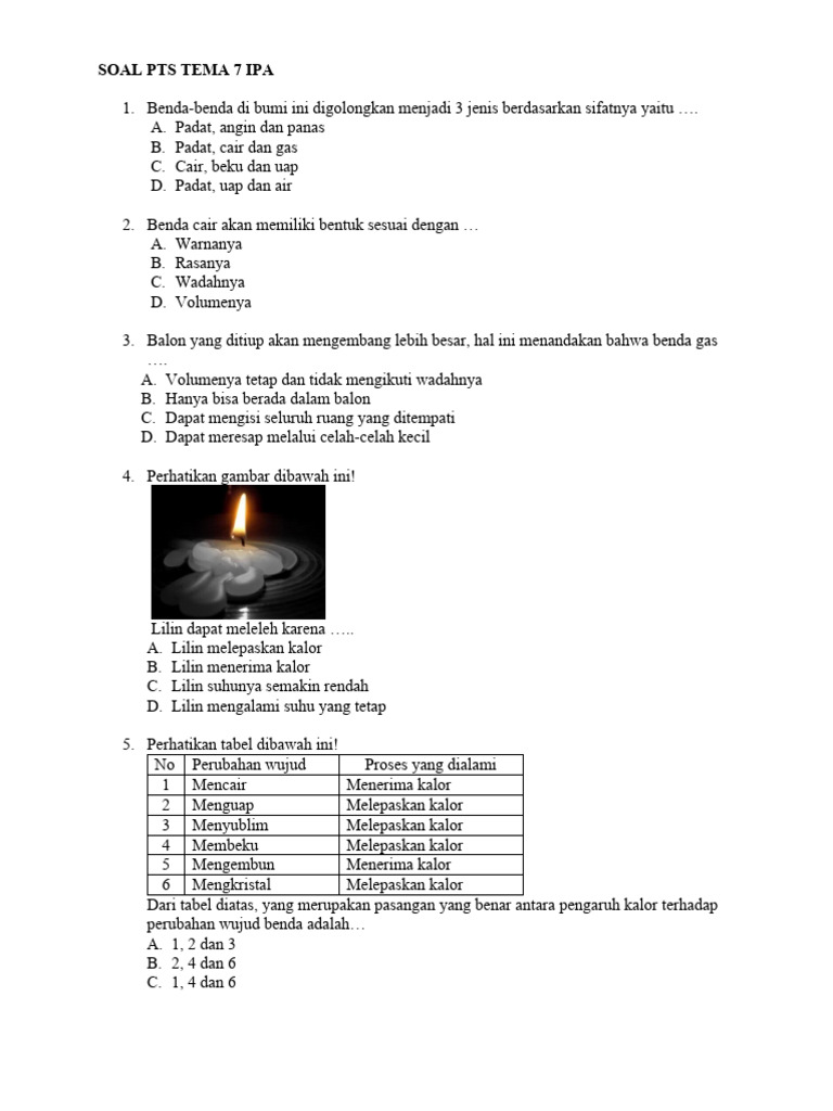 Soal PTS Tema 7 B.indo Ipa | PDF