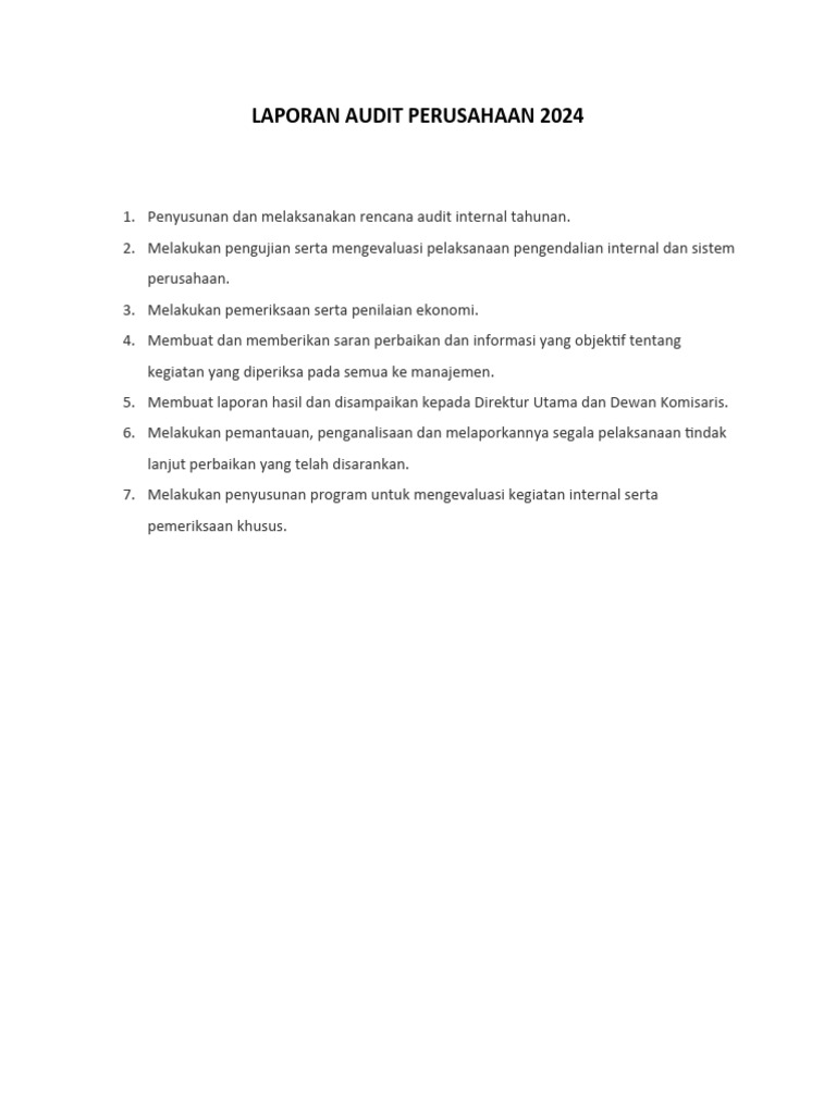 Laporan Audit Perusahaan 2024 | PDF