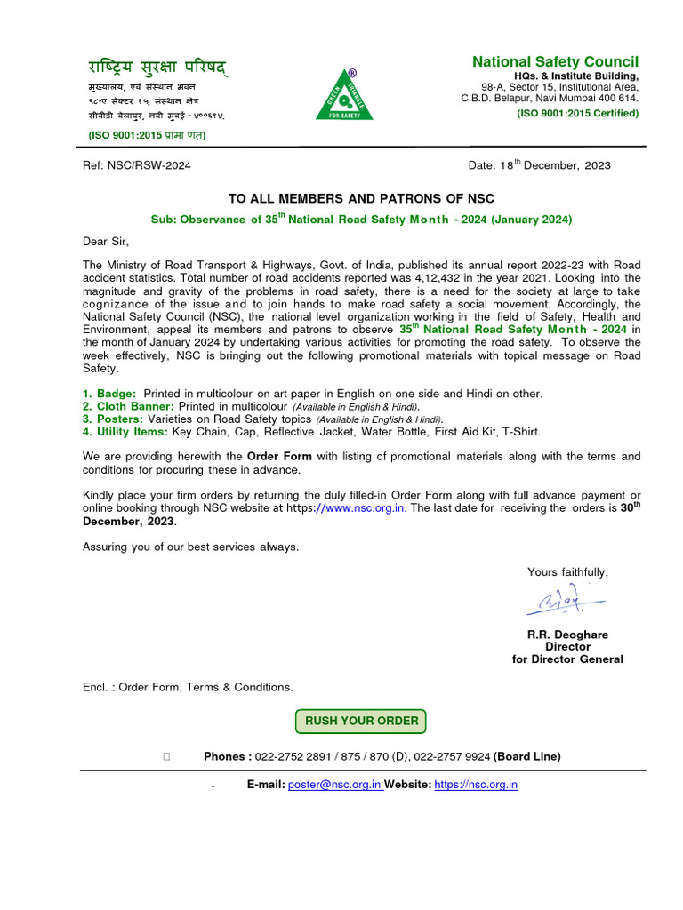 Road Safety Week - RSW-2024-Road-Safety-Month-Circular-18.12.2023 | PDF