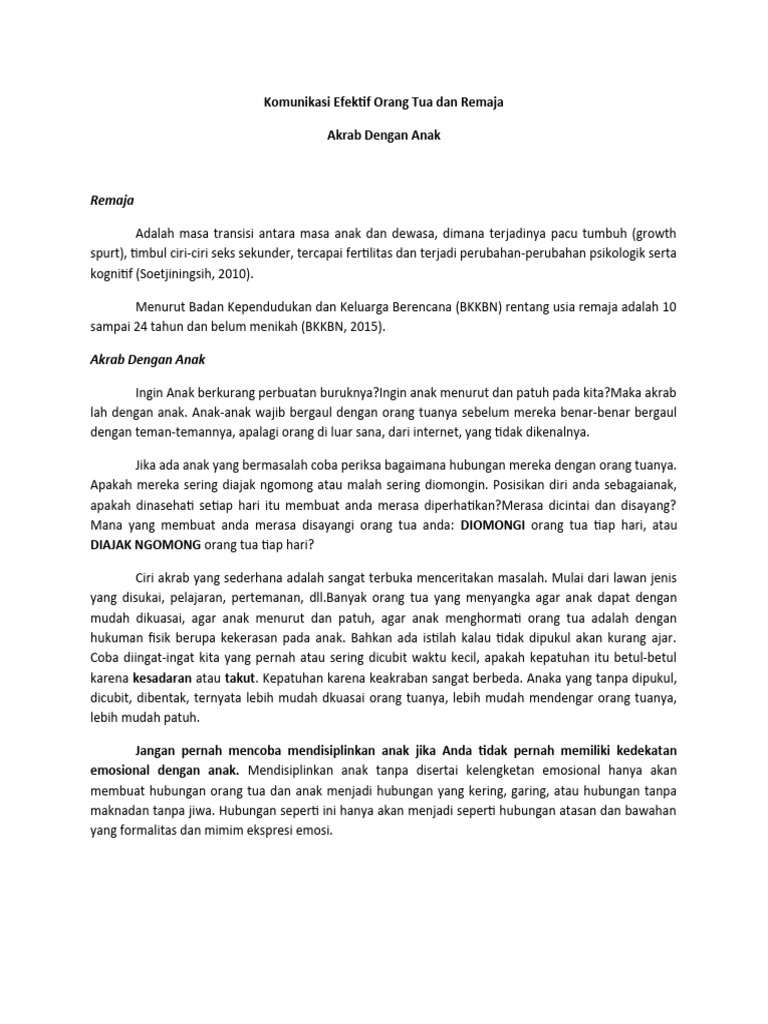 Akrab Dengan Anak | PDF | Pengembangan Diri