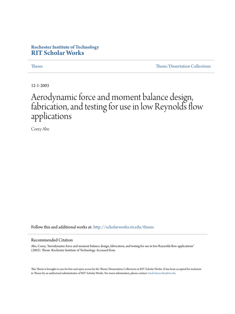 Aerodynamic Force and Moment Balance Design Fabrication and Tes | PDF ...