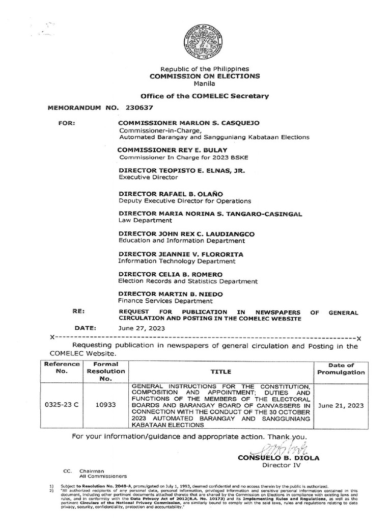 Reso. No. 10933 - GI For The 2023 Automated BSKE | PDF