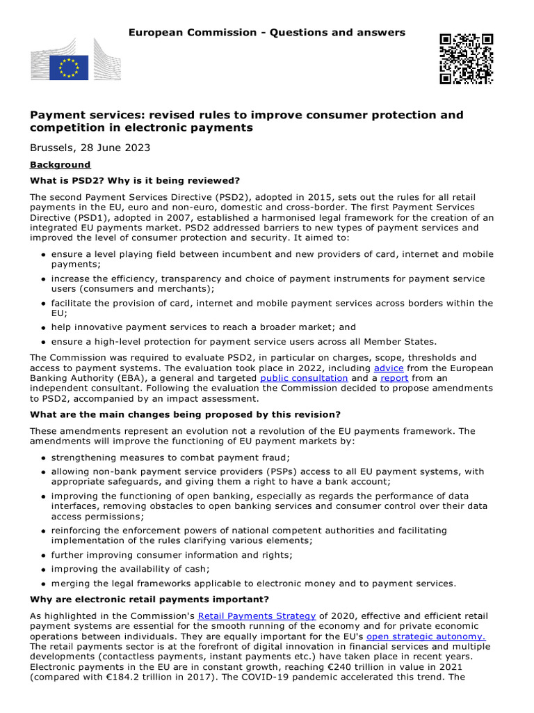 Payment Services Revised Rules To Improve Consumer Protection and ...