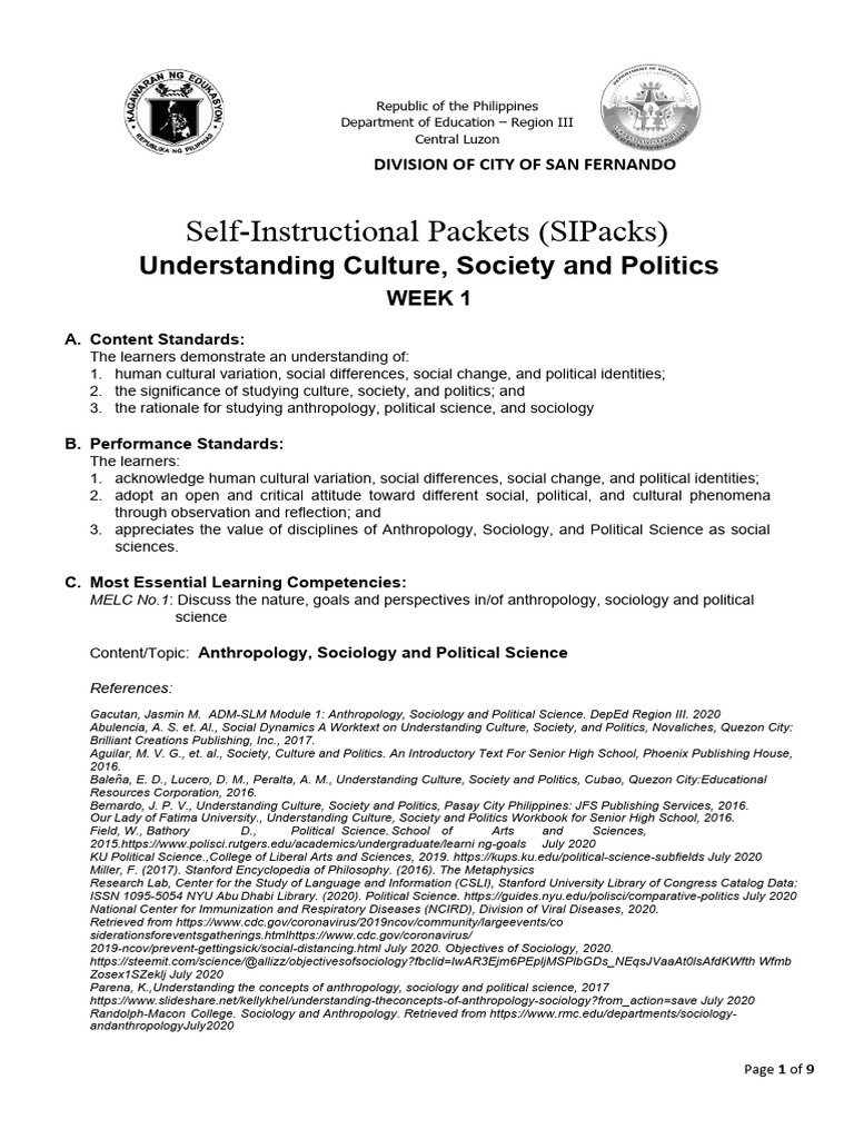 QA - UCSP - Week 1 | PDF | Anthropology | Sociology QA - UCSP - Week 1 | PDF | Anthropology | Sociology