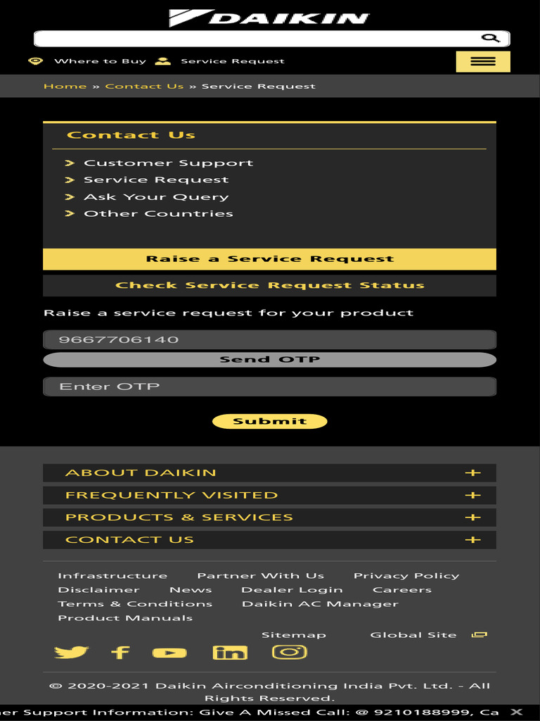 Service Request Daikin | PDF