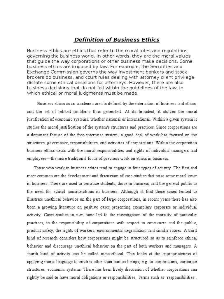 Business Ethics Assignment | PDF | Business Ethics | Business