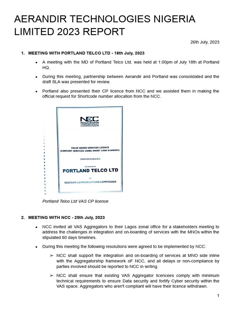 Aerandir Technologies Nigeria Limited 2023 Report | PDF | Computing | Telecommunications