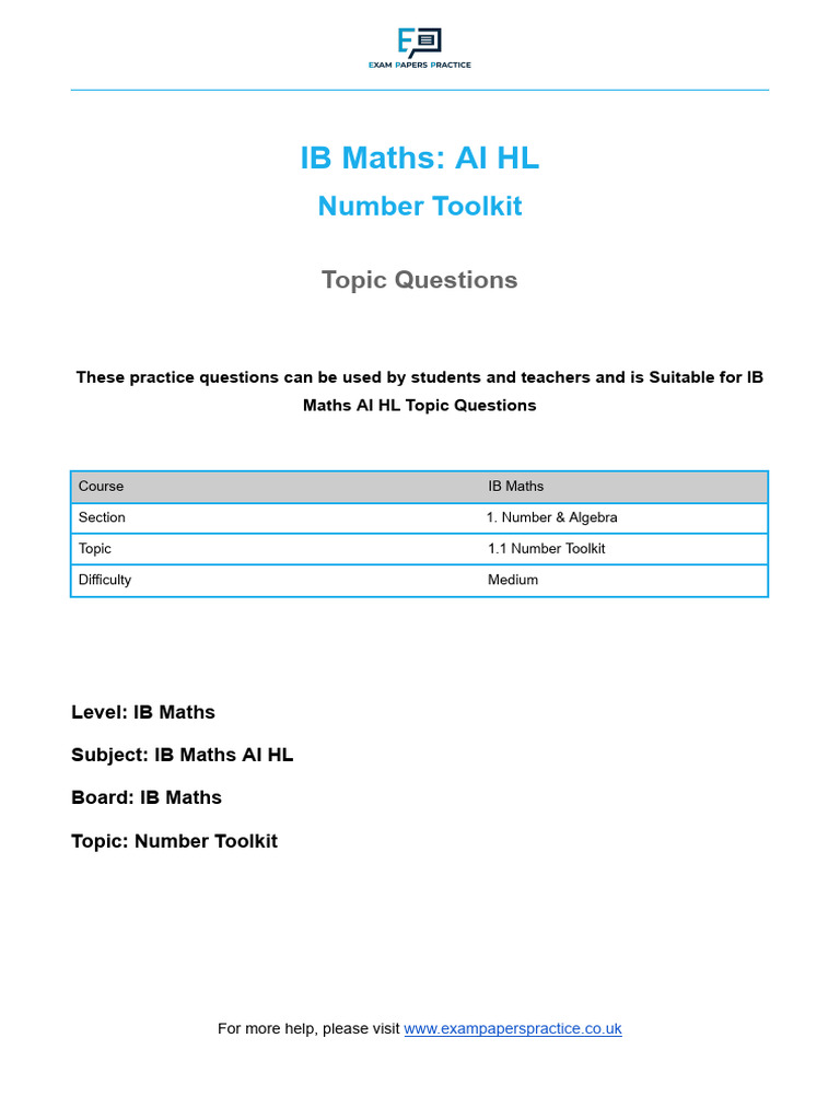 IB Maths AI HL Number Practice | PDF | Career & Growth