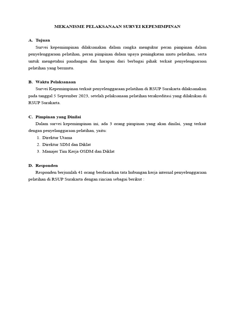 Mekanisme Pelaksanaan Survei Kepemimpinan | PDF Mekanisme Pelaksanaan Survei Kepemimpinan | PDF