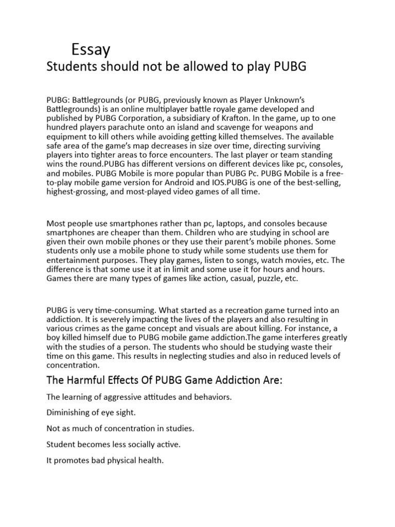 English Essay Pubg | PDF | Mobile Game