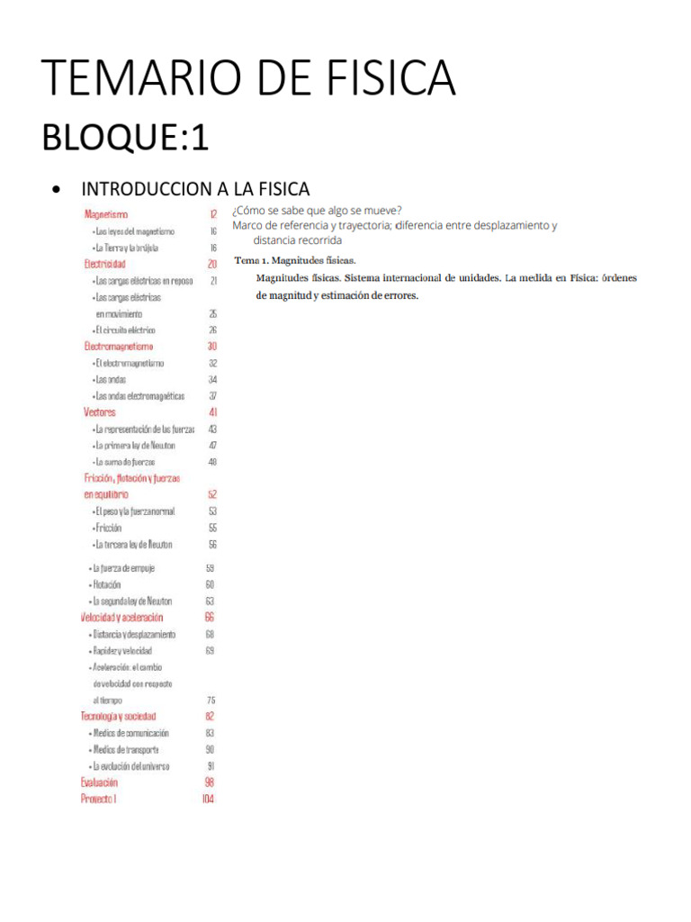 Temario de Fisica | PDF