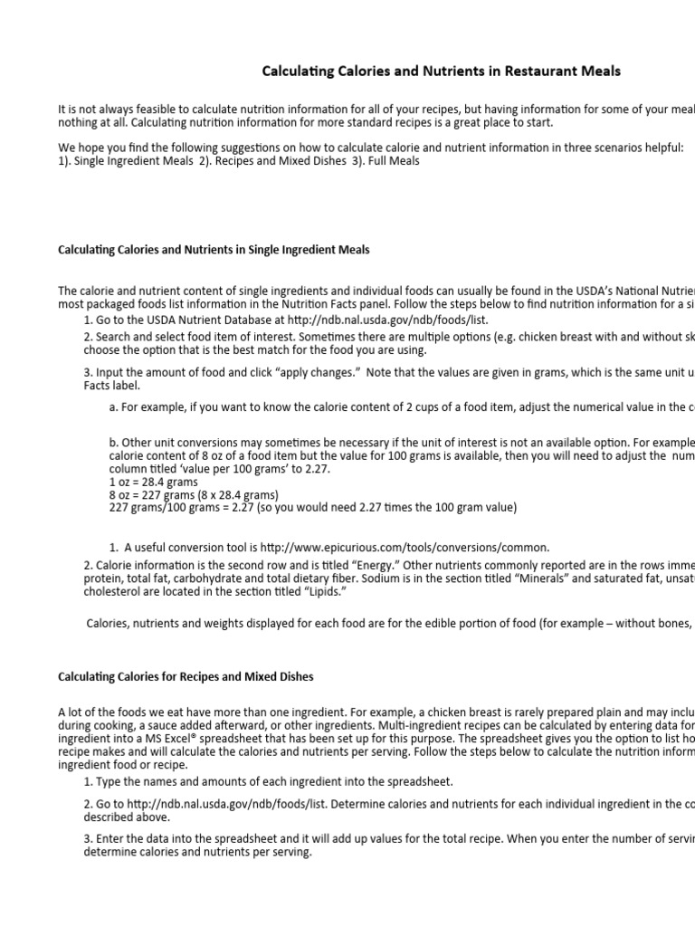 Nutrition Value Recipe Calculator v8 | PDF | Food Energy | Nutrition ...