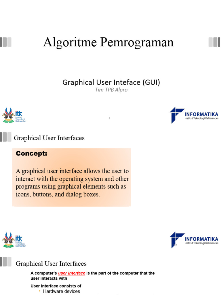 Materi Minggu 12 TPB Alpro - GUI | PDF | Graphical User Interfaces | Window (Computing)