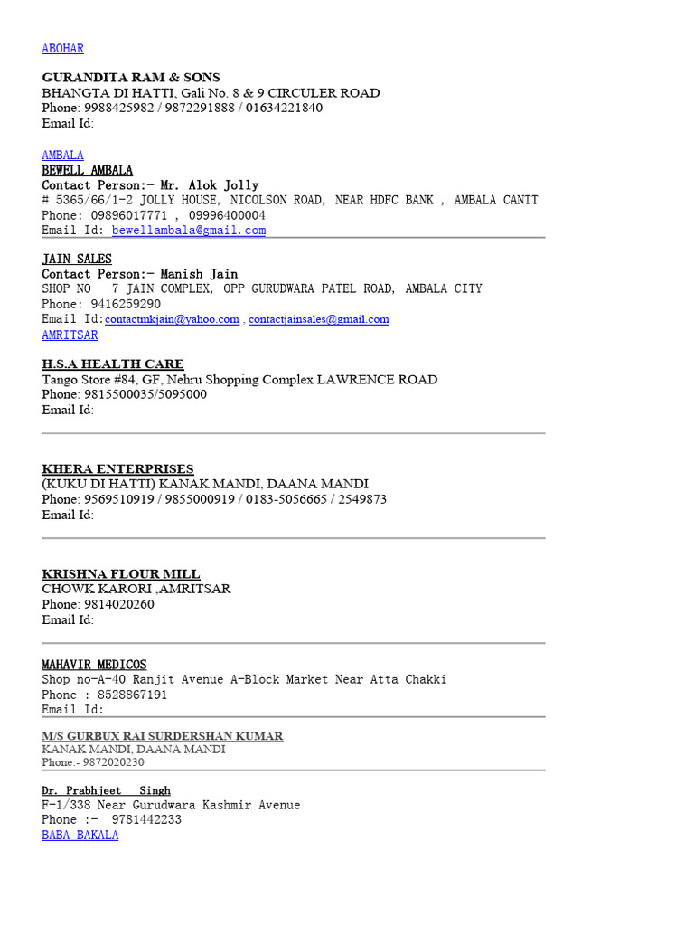 Wheafree Distributors List | PDF | Punjab | Indian Religions