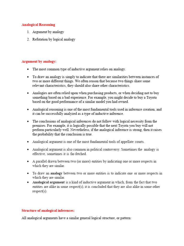 Analogical Reasoning - Logical Analogy | PDF | Argument | Inductive Reasoning