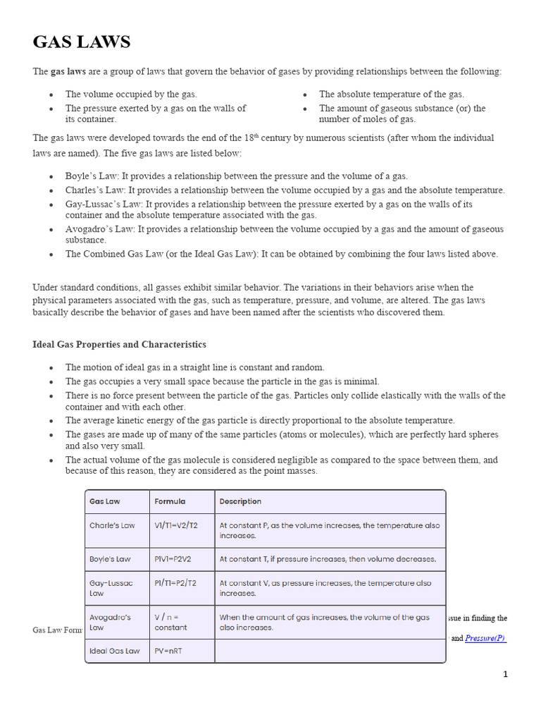 Gas Laws | PDF | Gases | Temperature