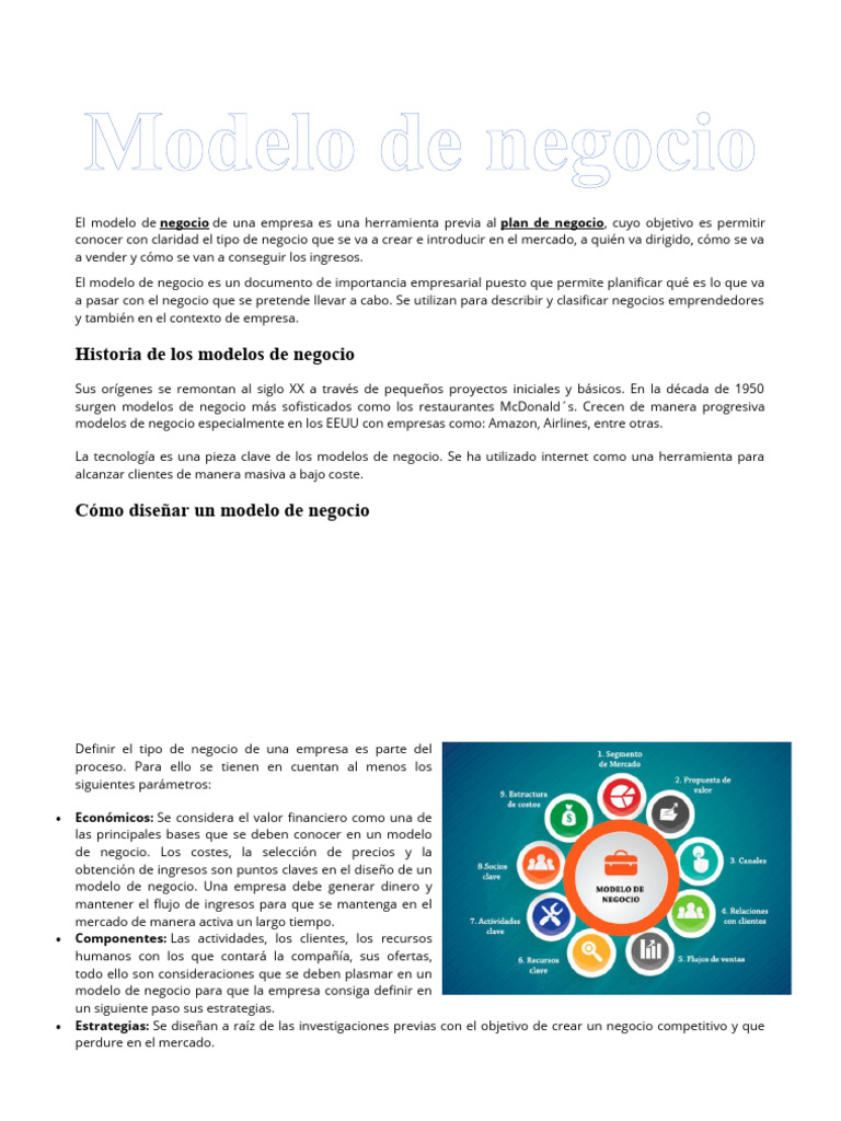 Modelo de Negocio | PDF | Modelo de negocio | Business