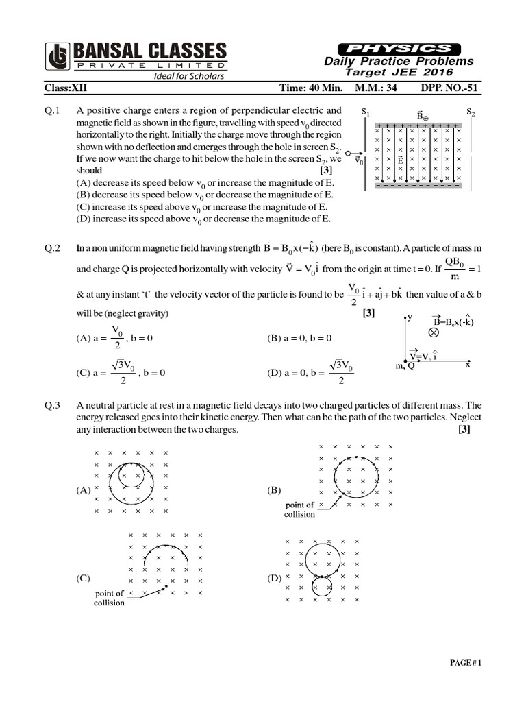 DPP (51-53) 12th Physics - E - WA | PDF | Magnetic Field | Magnetism