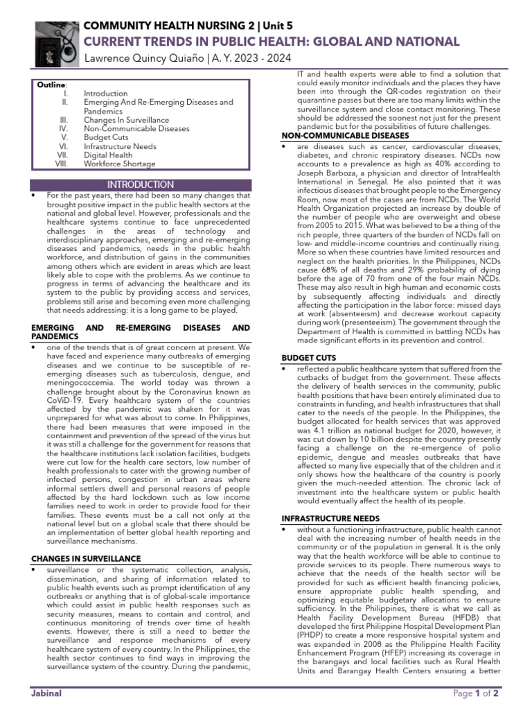 NCM 113 - Current Trends in Public Health | PDF | Non Communicable ...