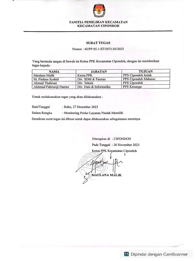 SPPD PPK Tanggal 27 Desember 2023 | PDF