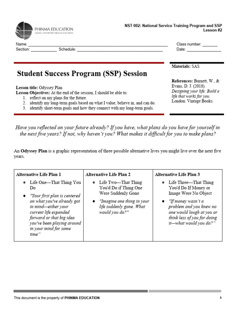 SAS 2 NST 002 Odyssey Plan Yr1 | PDF | Cognitive Science | Cognition