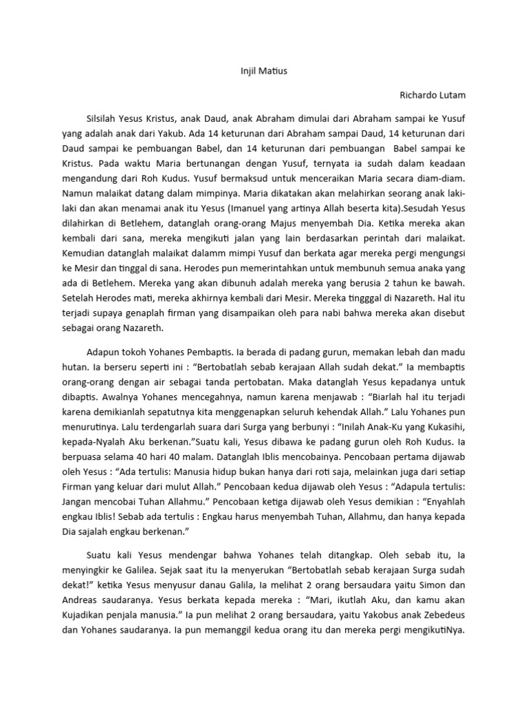 Injil Matius | PDF | Agama & Spiritualitas