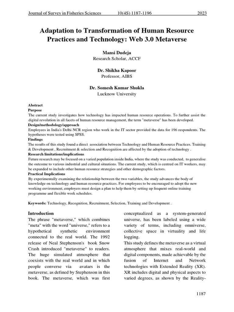 Adaptation To Transformation of Human Resource Practices and Technology Copy | PDF | Dependent ...