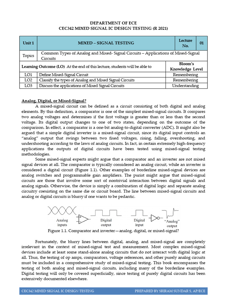 1.1 - CEC342 - Common Types of Analog and Mixed - Signal Circuits - Applications of Mixed-Signal ...