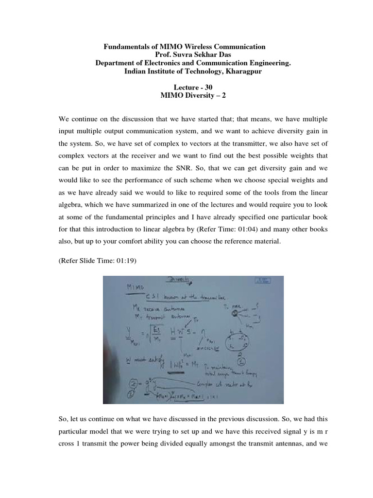Lec 30 | PDF | Mimo | Matrix (Mathematics)