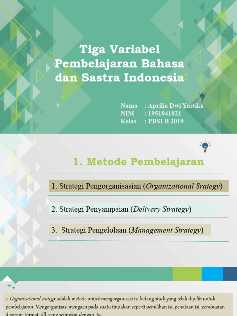 Tiga Variabel PembelajaranBahasa Dan Sastra Indonesia | PDF | Bisnis ...