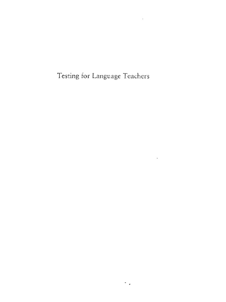 Testing for Language Teachers.arthur.huges.chflT 2 | PDF