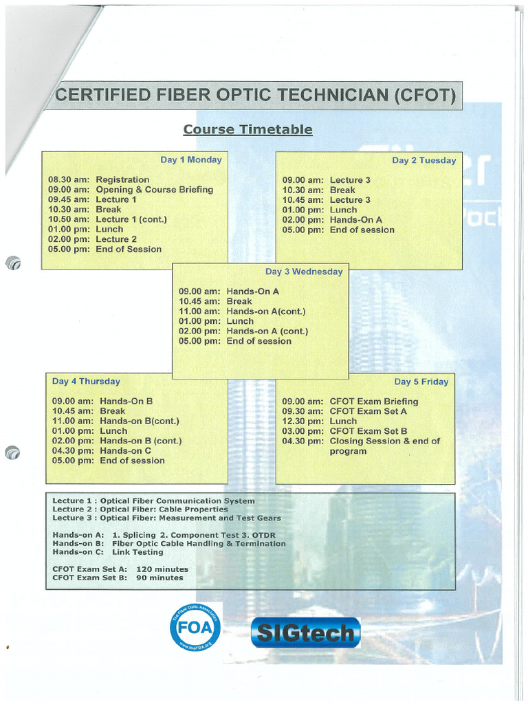 CFOT Course Schedule | PDF