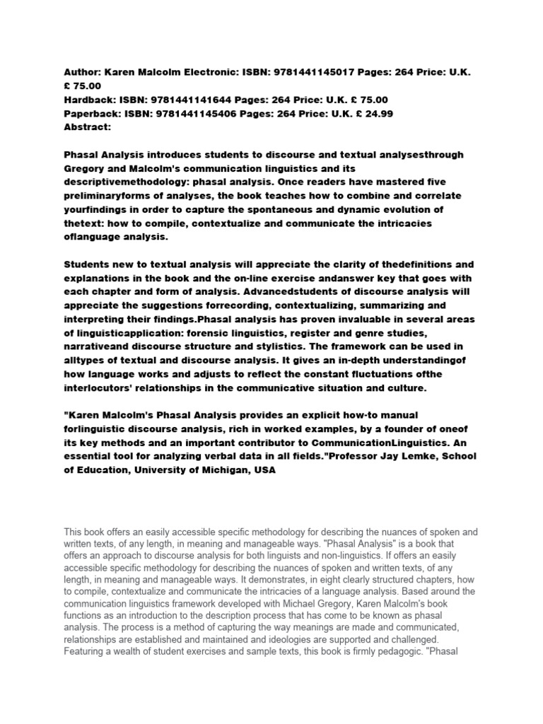 Phasal Analysis | PDF | Linguistics | Analysis