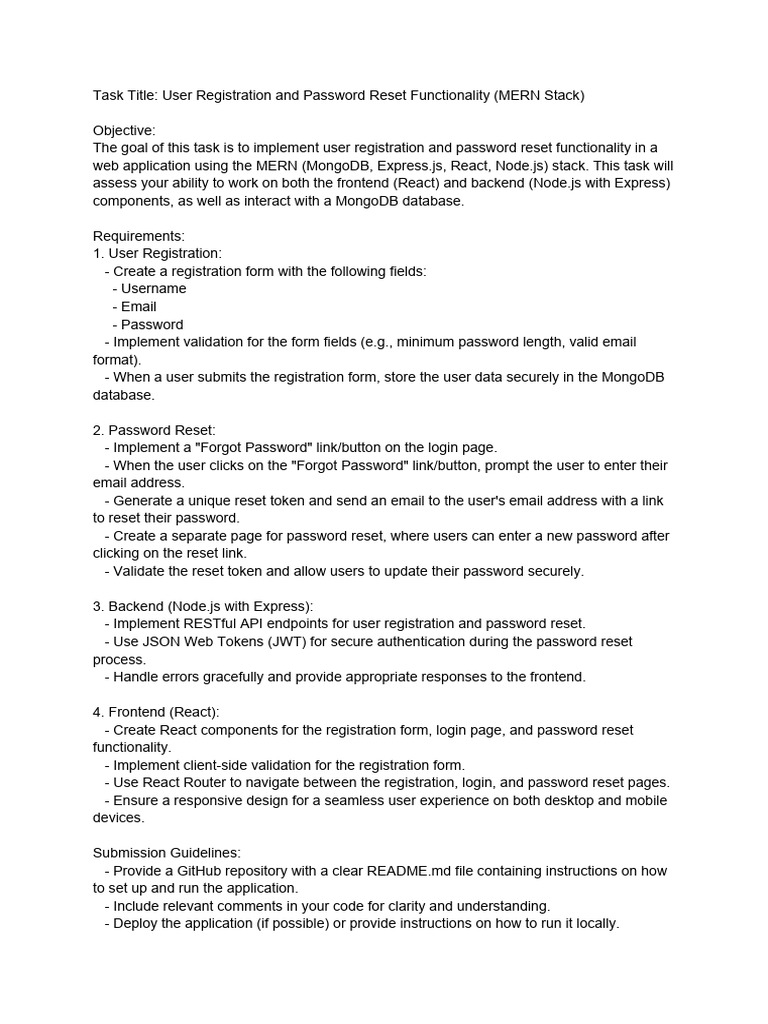 Full Stack Task | PDF