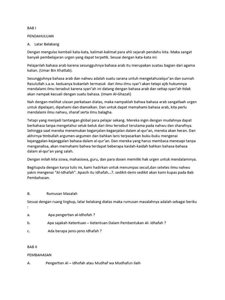 Bab Idhofah Bahasa Arab | PDF | Agama & Spiritualitas
